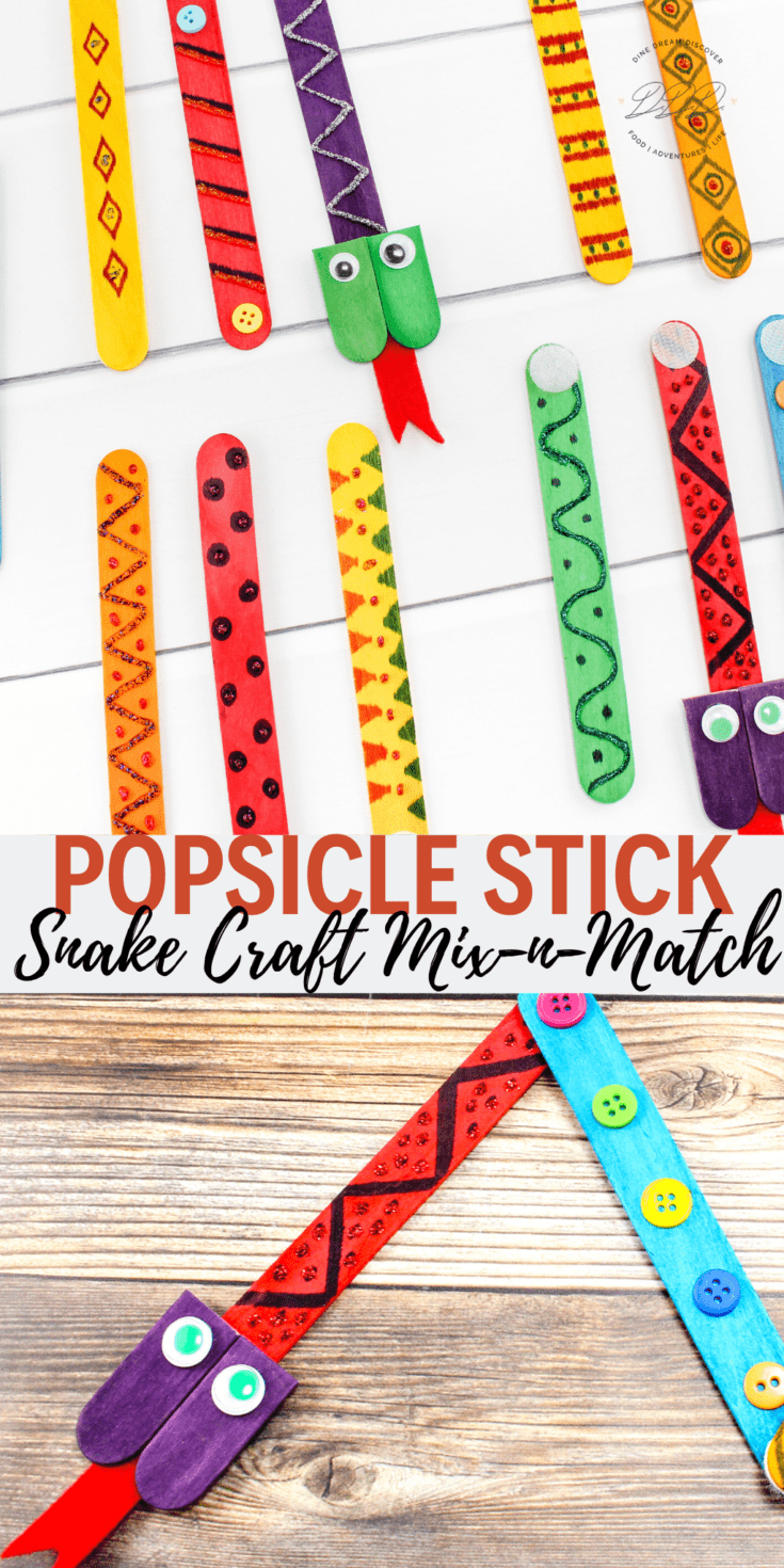 Popsicle Stick Snake Craft Mix-N-Match - Dine Dream Discover