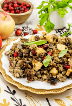 Paleo Apple Cranberry Sausage Stuffing - Dine Dream Discover