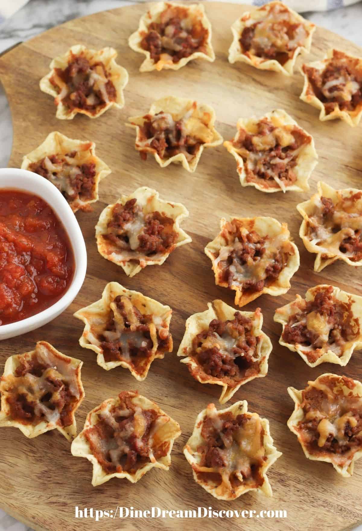 Tortilla Nacho Cups Recipe | DINE DREAM DISCOVER
