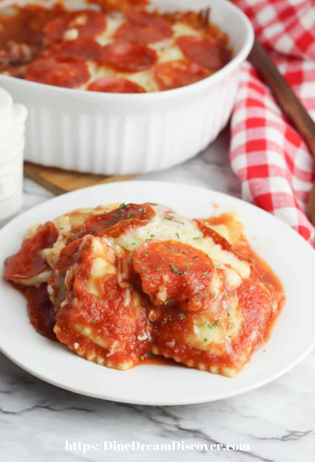 Meat Lovers Pizza Ravioli Casserole