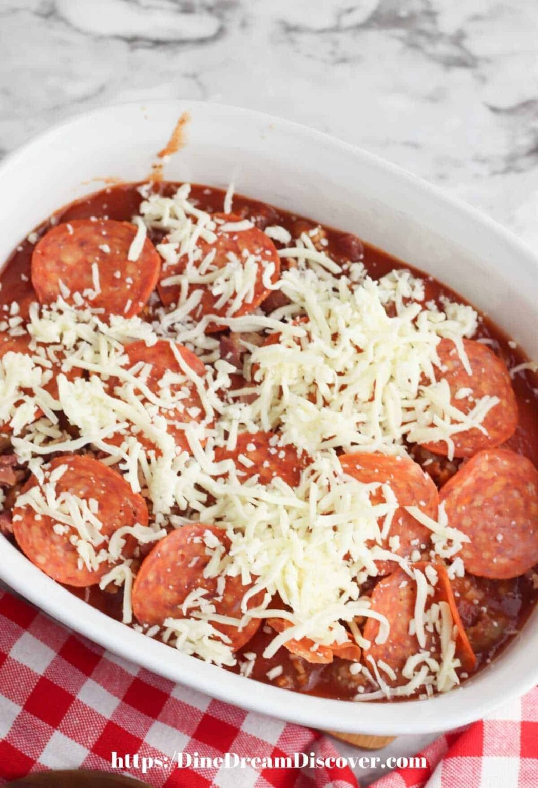 Meat Lovers Pizza Ravioli Casserole