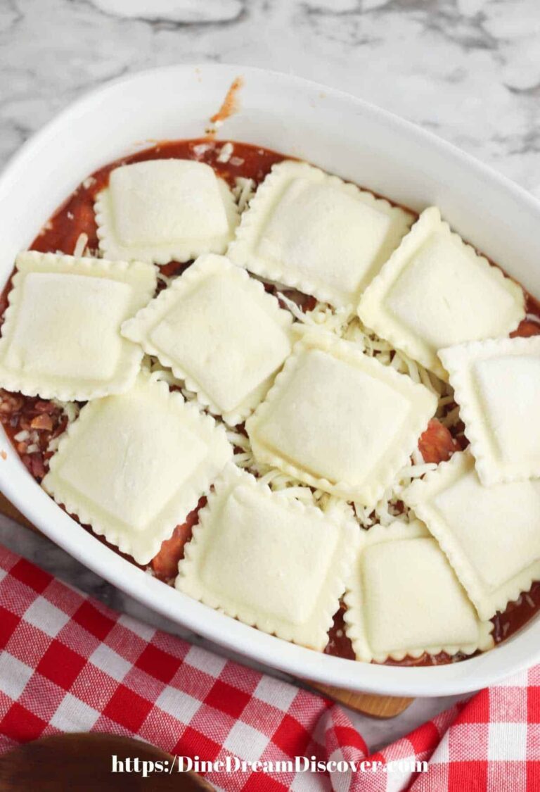 Meat Lovers Pizza Ravioli Casserole