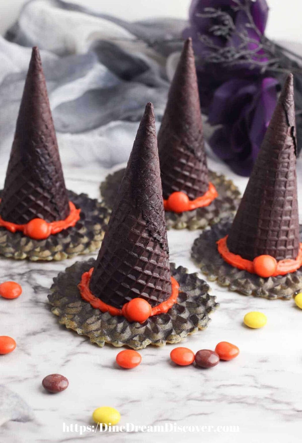 Cone Witch Hats no-bake Halloween treats |Dine Dream Discover
