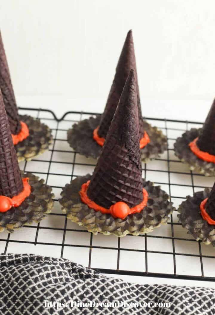 Ice Cream Cone Witch Hats no-bake Halloween treats