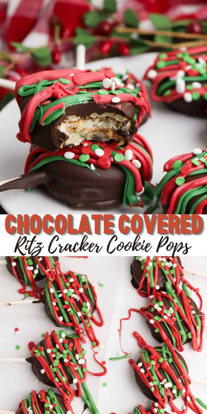 Chocolate Covered Ritz Cracker Cookie Pops - Dine Dream Discover