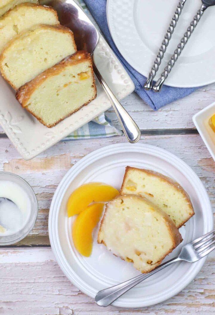 Peach Cobbler Pound Cake Recipe with Crown Royal Peach Icing
