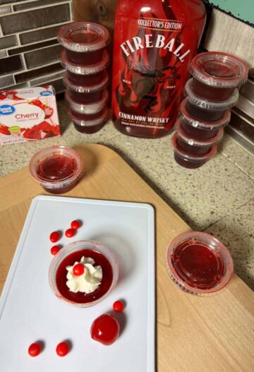 Cherry Fireball Jello Shots - Dine Dream Discover